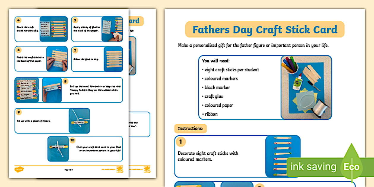 Fathers Day Card - Craft Stick Fun (teacher made) - Twinkl
