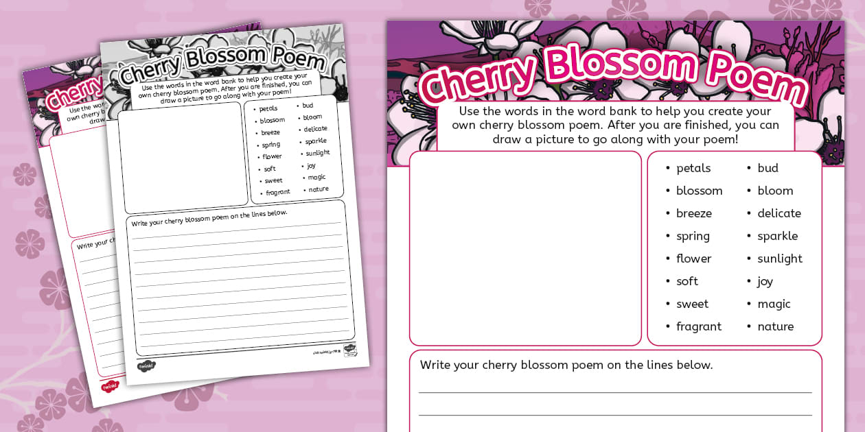 * NEW * Cherry Blossom Poem Writing Template (teacher made)