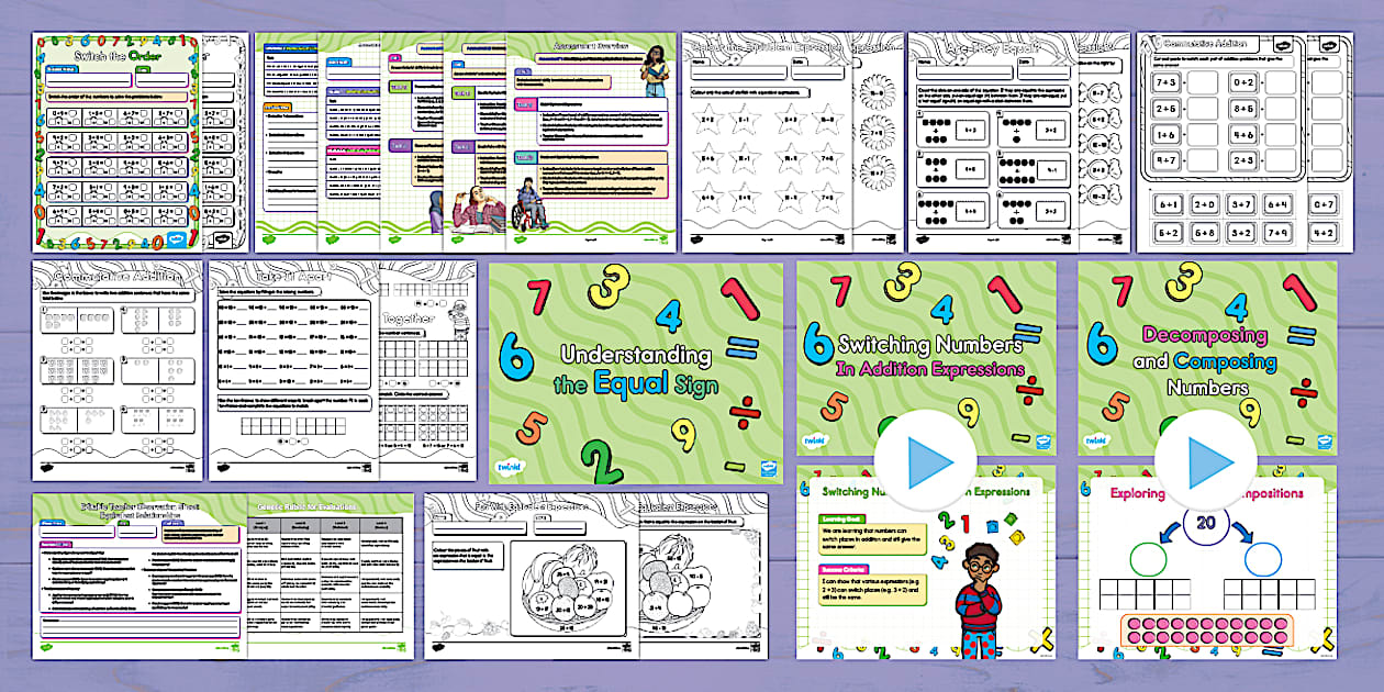 Grade 1 Algebra Equivalent Relationships Unit Pack