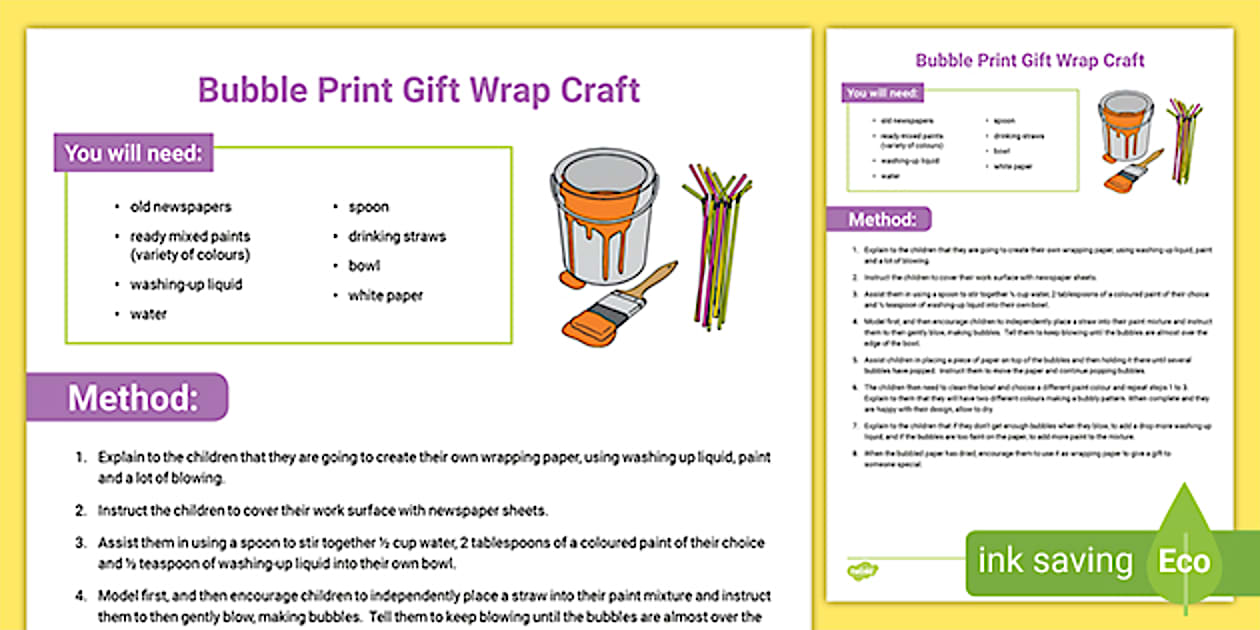 Bubble Print Gift Wrap Paper Craft