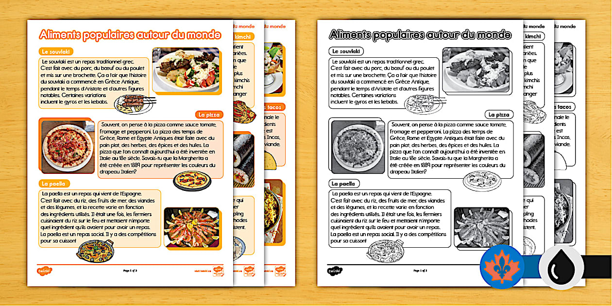 Popular Food Around the World - Fact File FRENCH - Twinkl