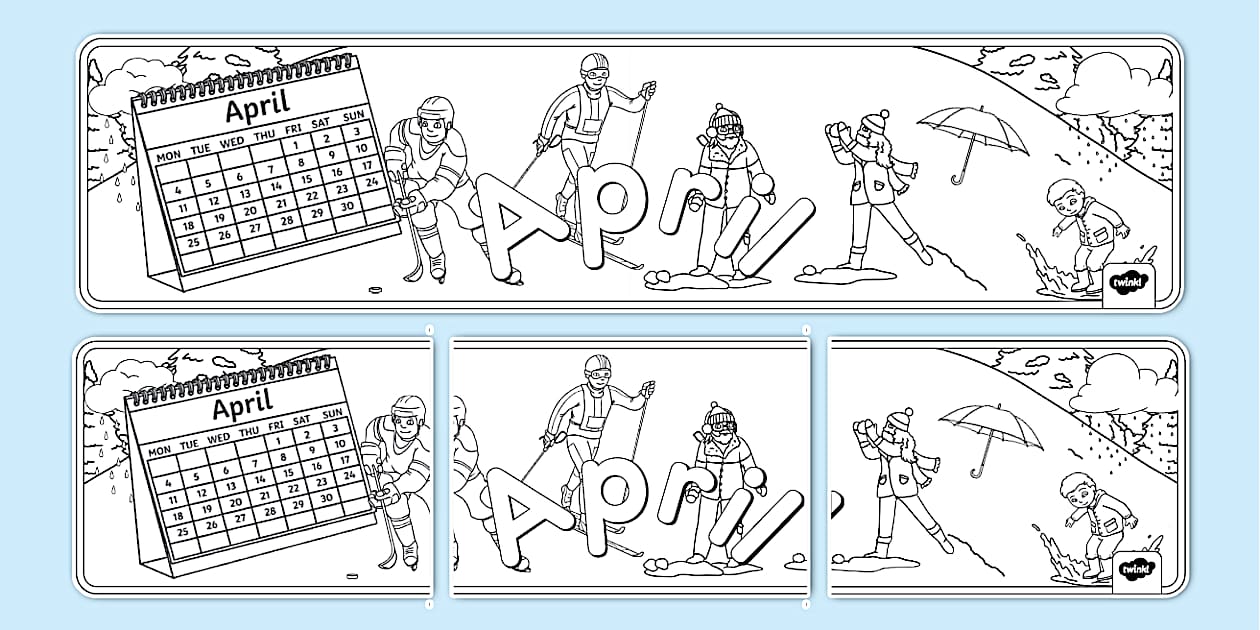 April Colouring Display Banner (Teacher-Made) - Twinkl