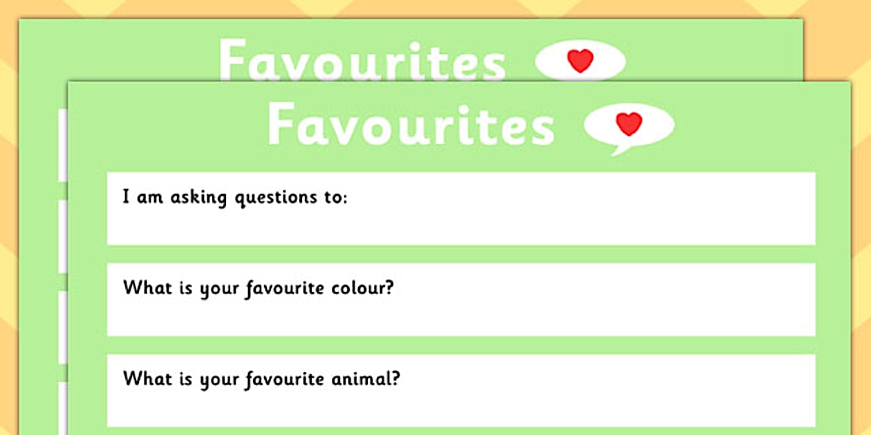 Editable Favourite Things Question Writing Sheet - Twinkl