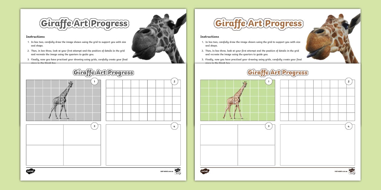 Giraffe Art Progress Template (Teacher-Made) - Twinkl
