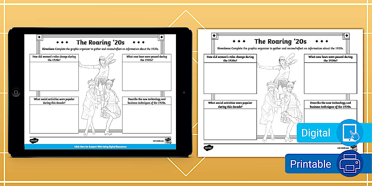 Roaring '20s Graphic Organizer for 6th-8th Grade