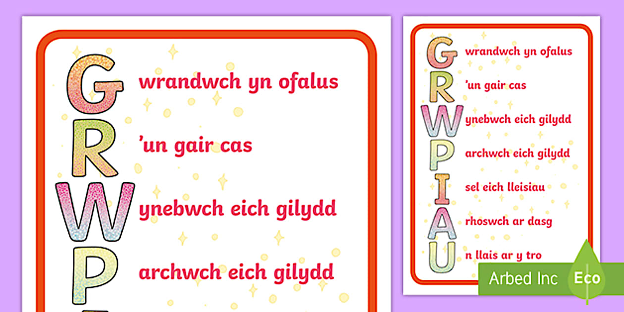 Poster Rheolau Grŵp (teacher made) - Twinkl