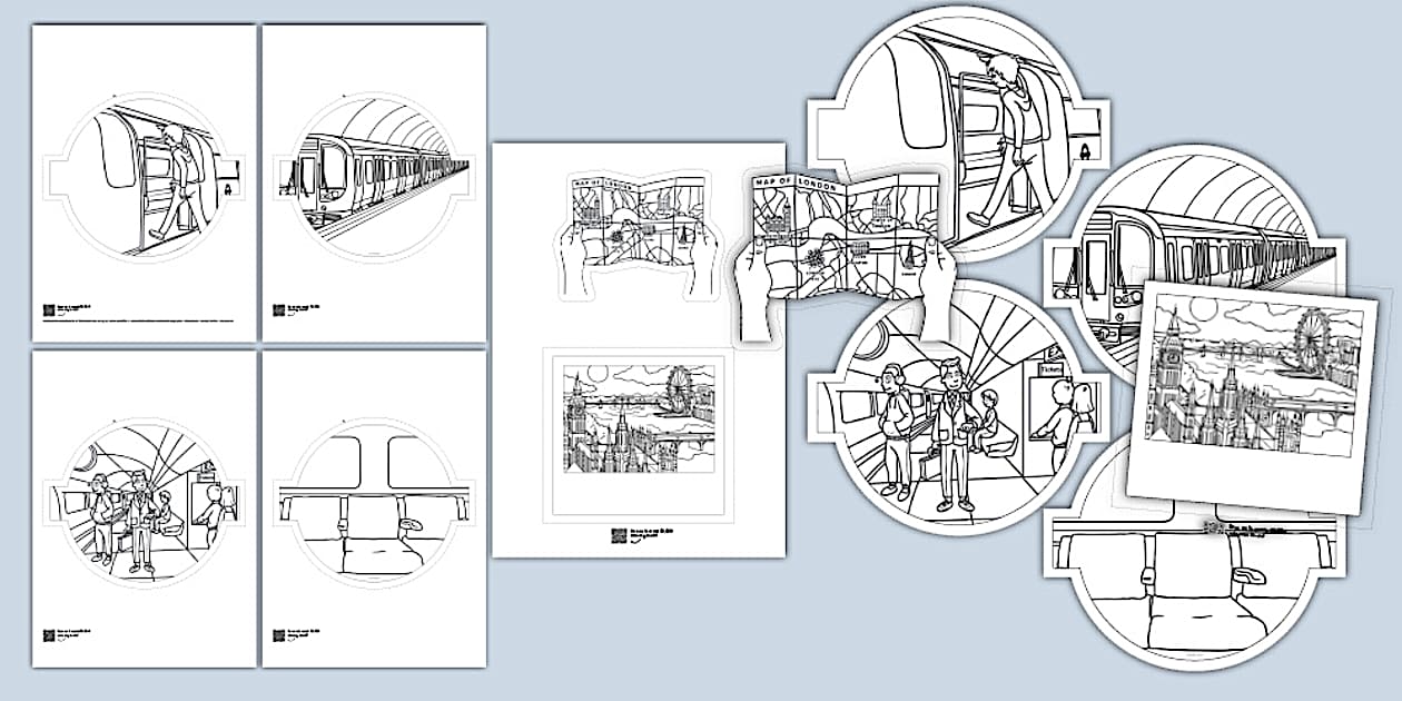 Underground Sign Colouring Cut Outs - London (teacher made)