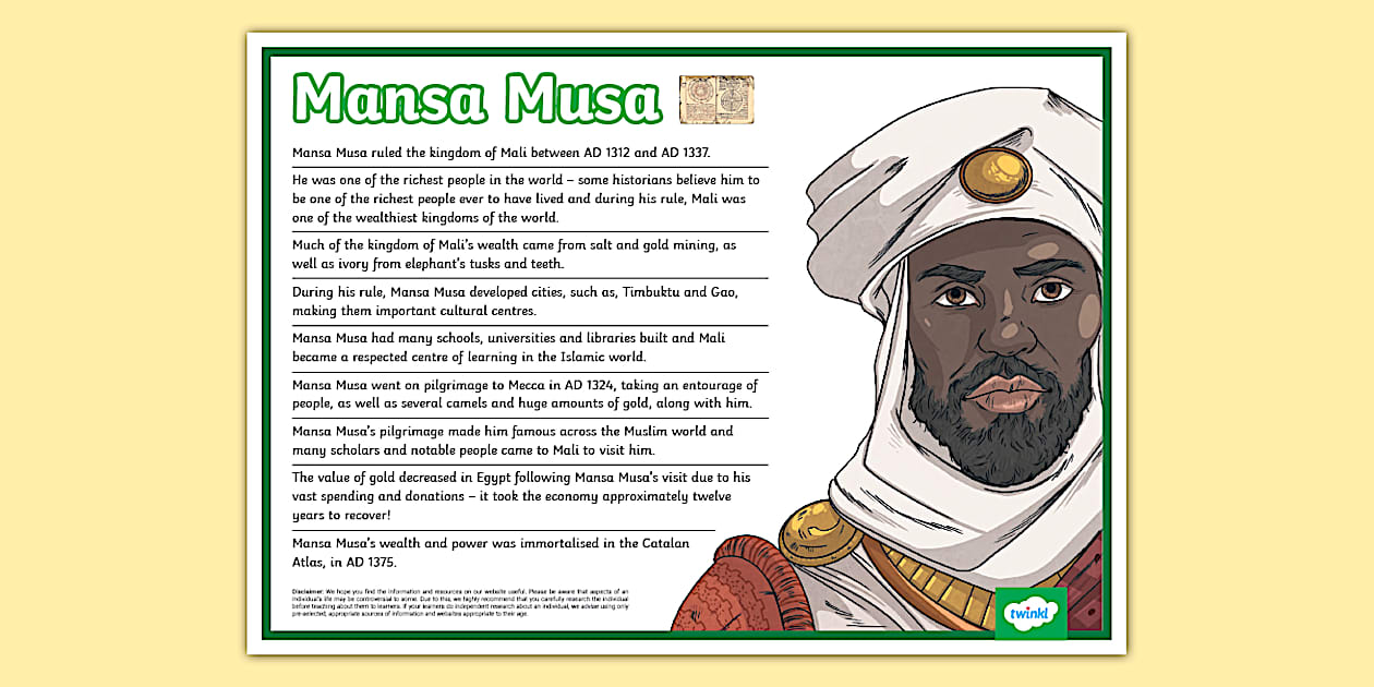 Mansa Musa Facts Display Poster (teacher made) - Twinkl