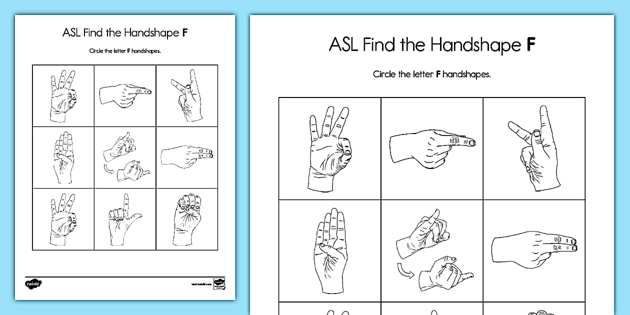 ASL Find the Handshape Letter F (teacher made) - Twinkl