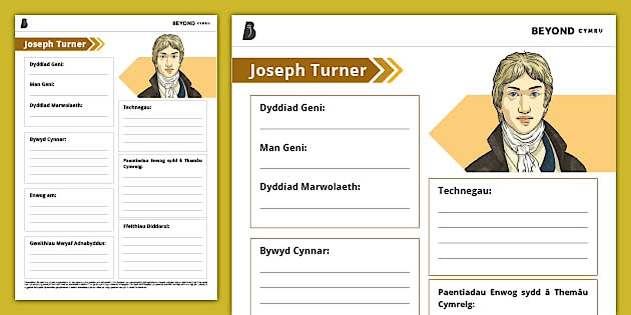 Joseph Turner: Templed Ffeil Ffeithiau (teacher made)