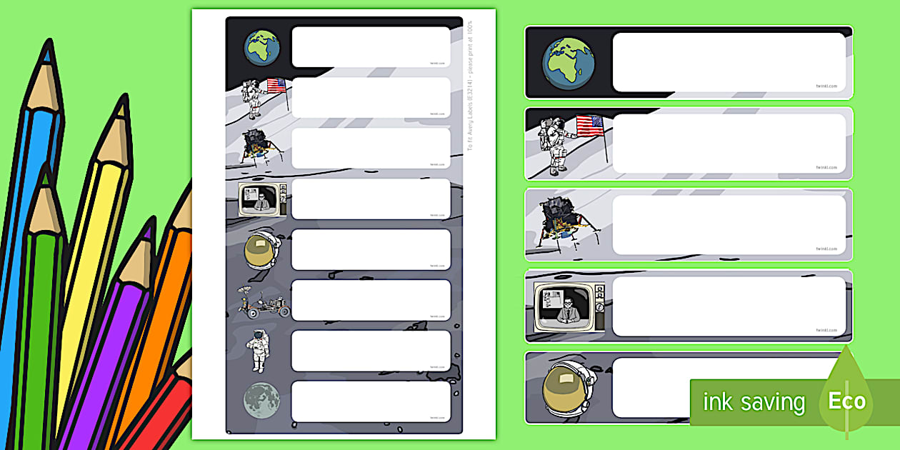 Moon Landing Editable Tray Labels (Teacher-Made) - Twinkl