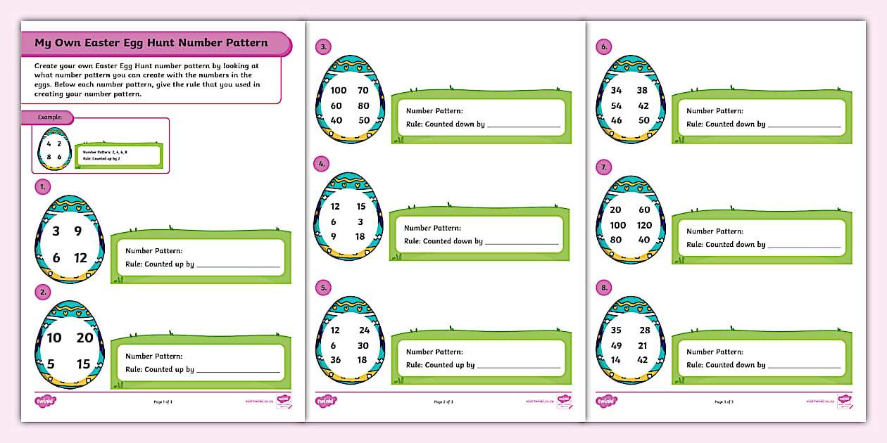 My Own Easter Hunt Number Pattern Activity Sheet - Twinkl