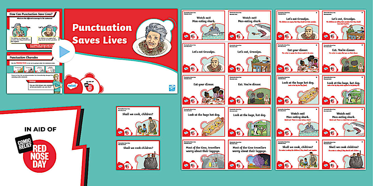 FREE! - Comic Relief Punctuation Saves Lives Drama Pack | Twinkl