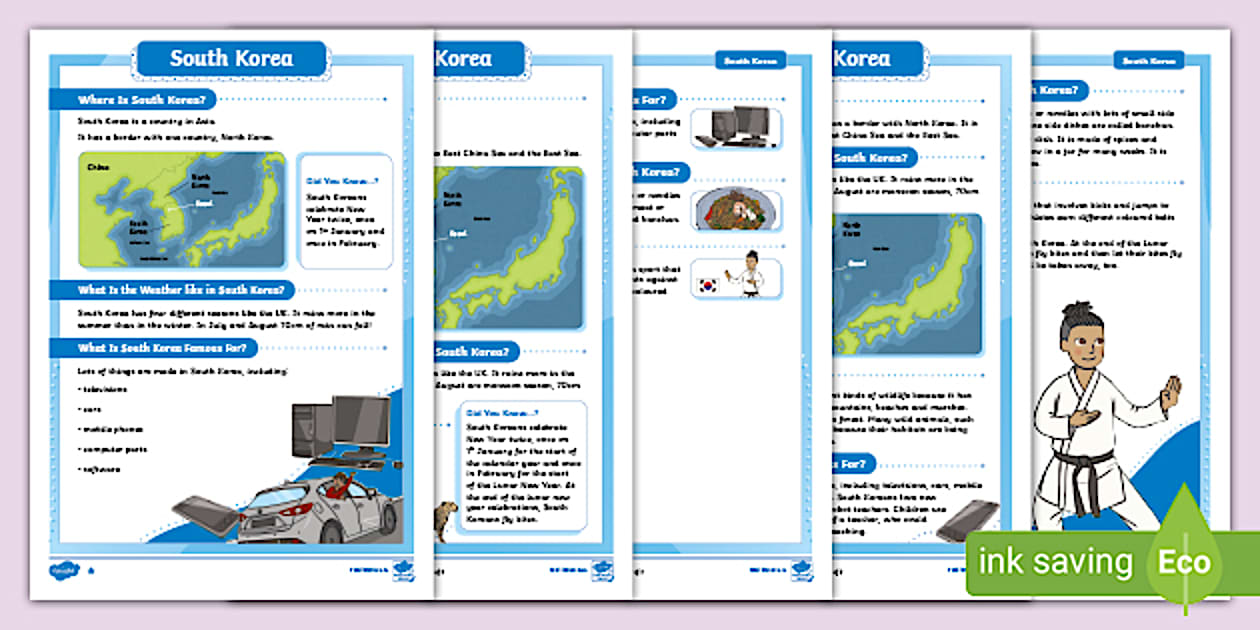 KS1 South Korea Differentiated Fact File (teacher made)