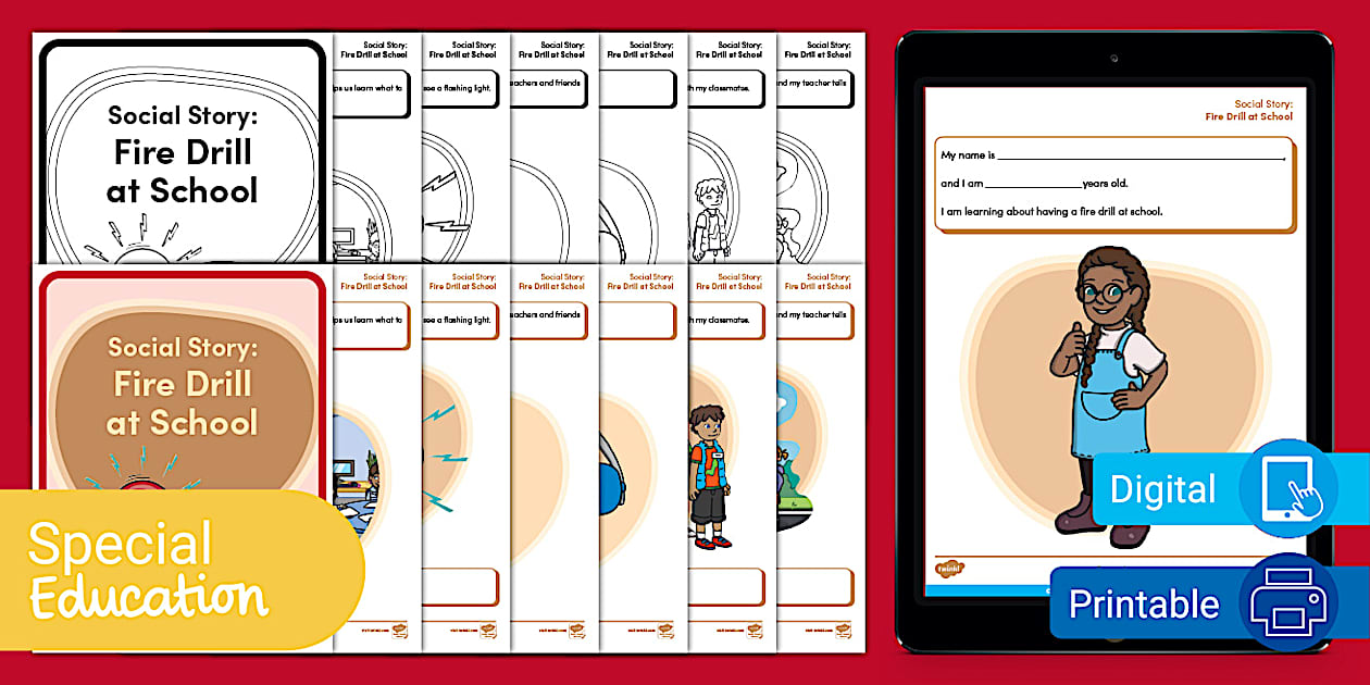 Fire Drill at School Social Story Booklet for Special Ed