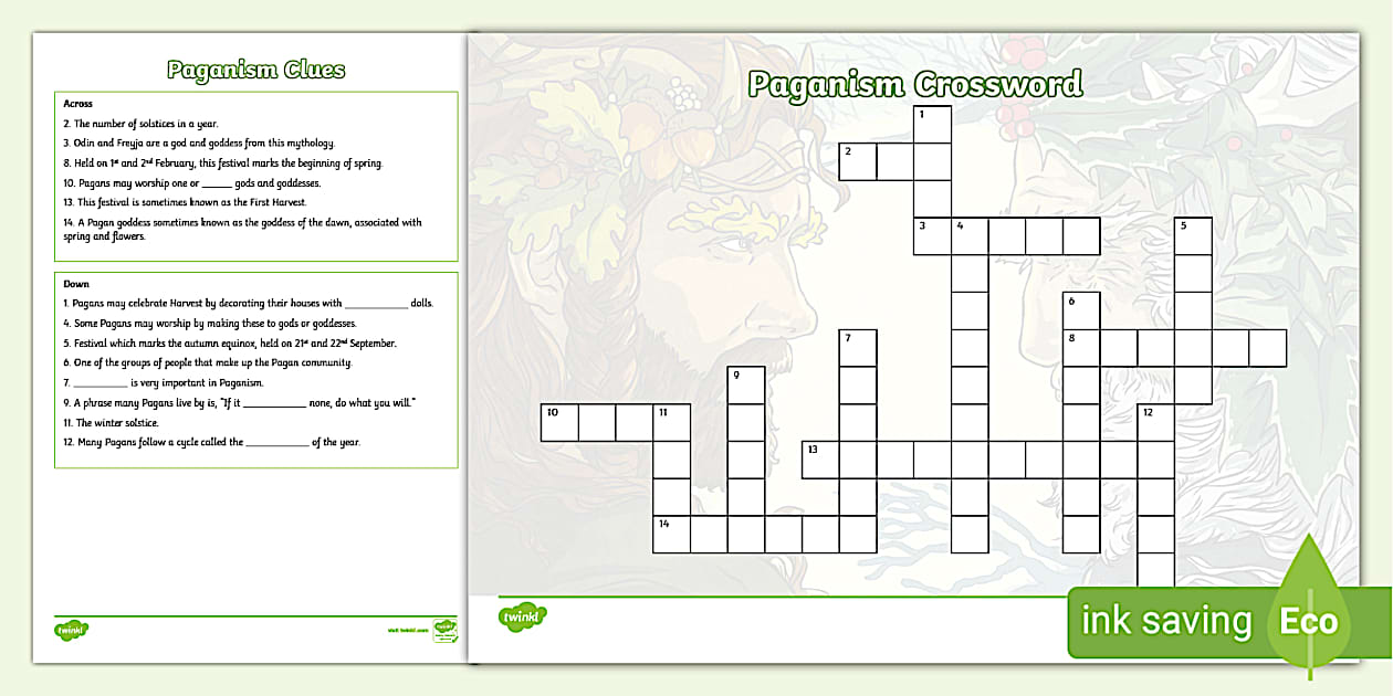 KS2 Pagan Crossword Clue Sheet |Twinkl Paganism Resources