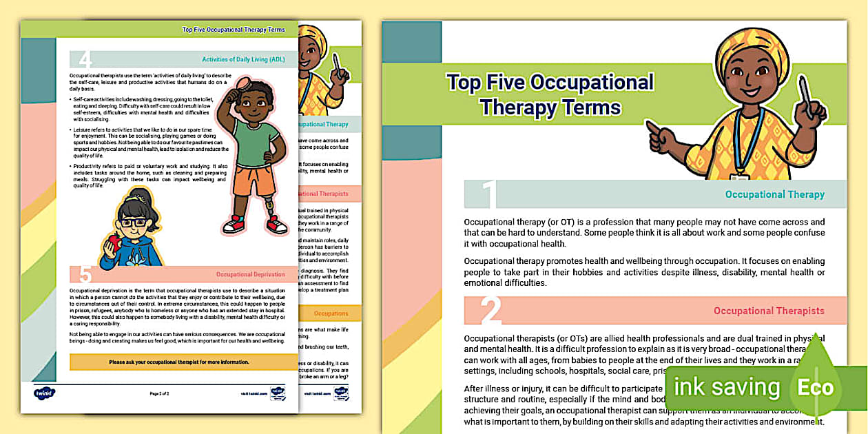 Top Five Occupational Therapy Terms (teacher made) - Twinkl