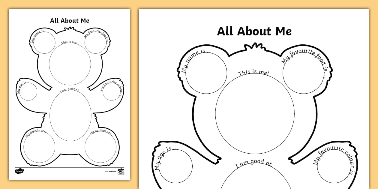 All About Me Teddy Bear - Twinkl - KS1 (teacher made)