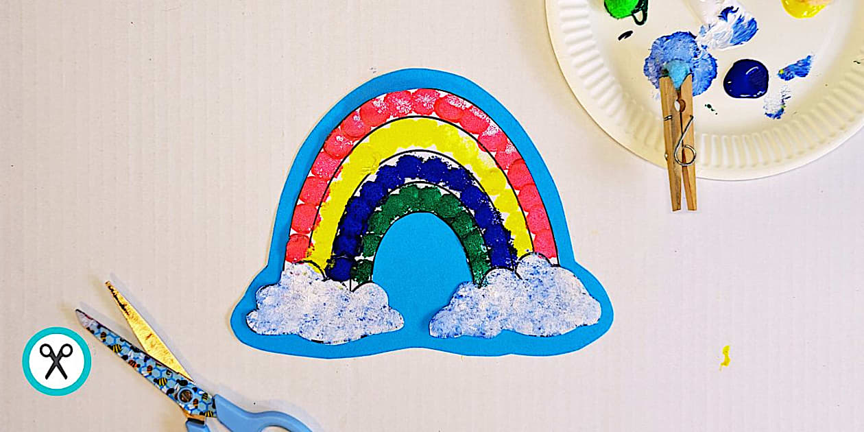 Rainbow Pom-pom Painting | Weather Crafts (teacher made)