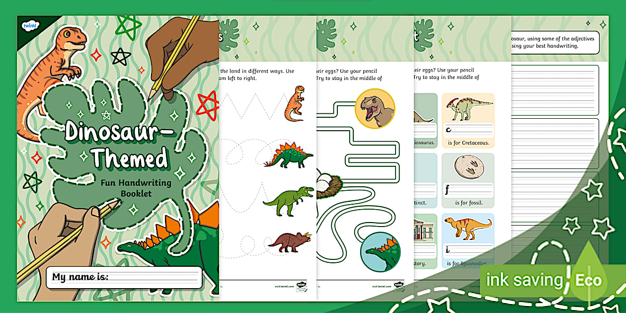 Dinosaur-Themed Fun Handwriting Booklet (Ages 5 - 7)