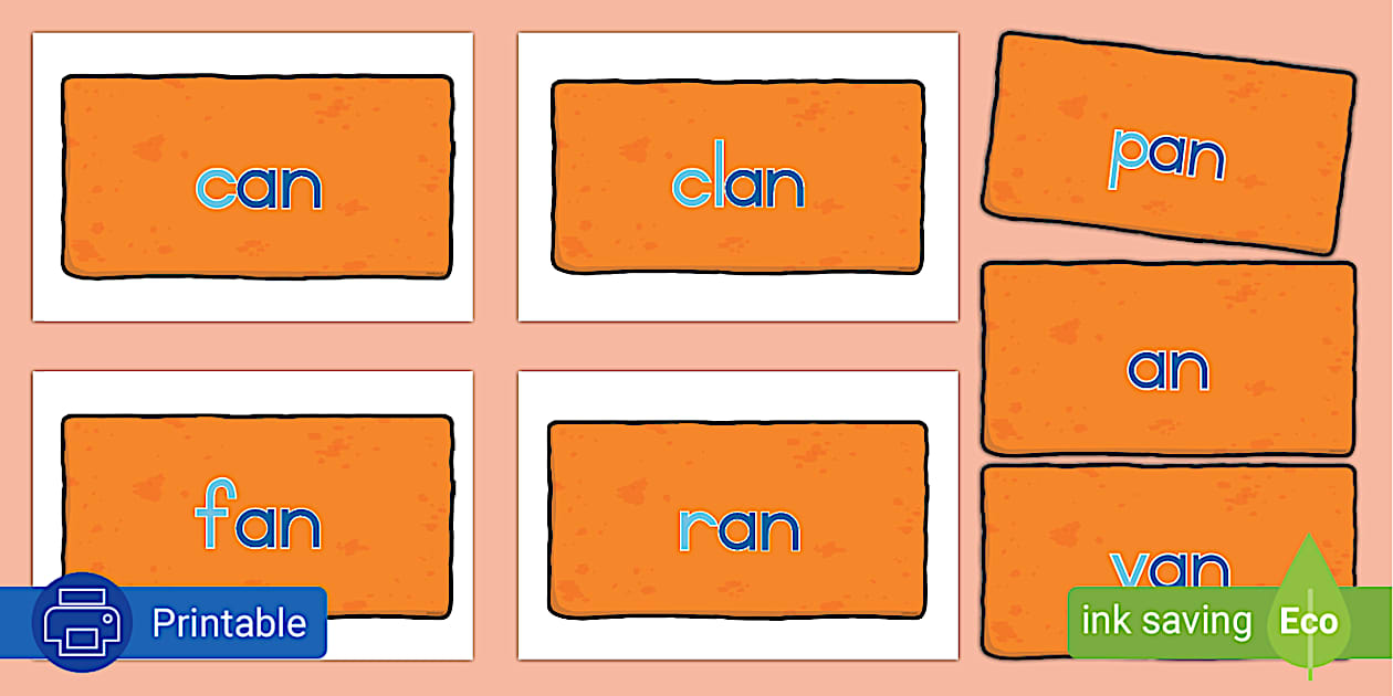 Grade 1 Phonics: -an Word Wall Cards
