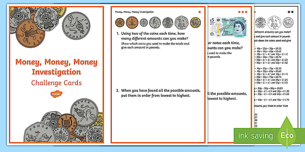 Solving Problems Involving Money and Decimals Worksheets