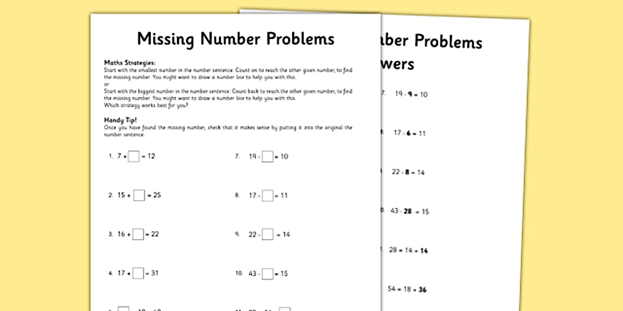 Grade 3 Missing Number Problems Activity | Twinkl - Twinkl