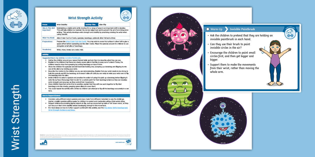 Space Fine Motor Skills Wrist Strength Activity: Alien Flip