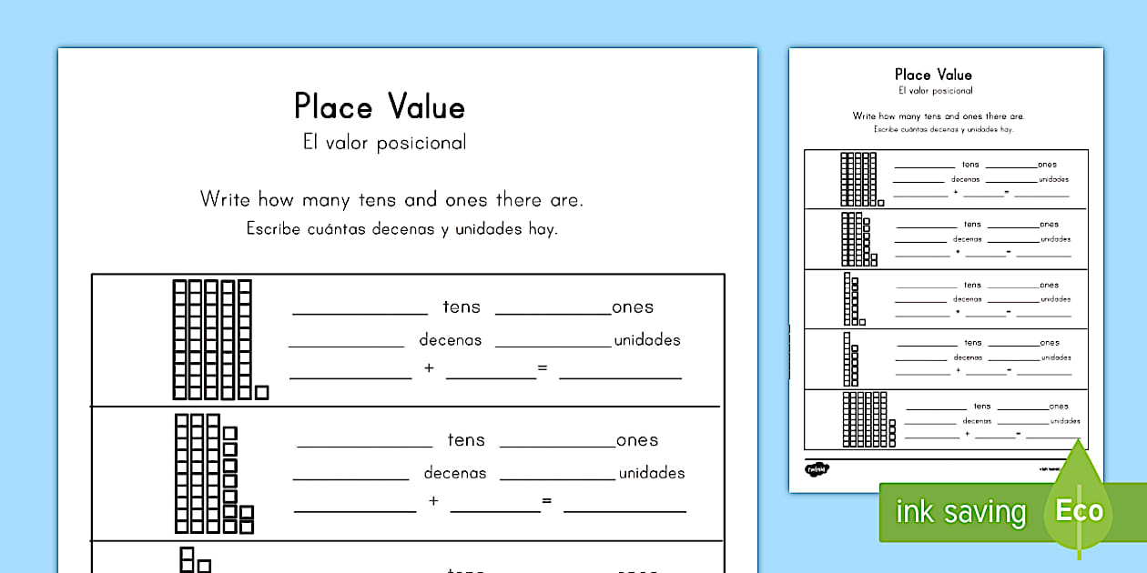 Place Value Worksheet / Worksheet English/Spanish - Place Value Worksheet