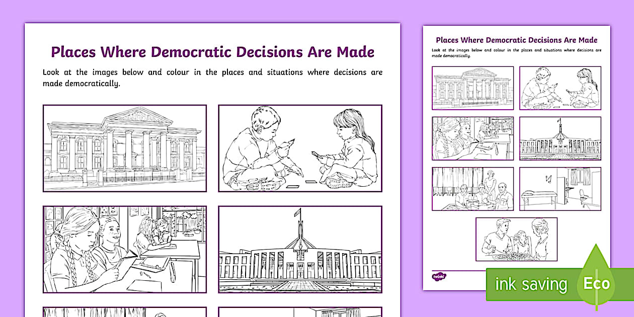 Places Where Democratic Decisions Are Made Worksheet