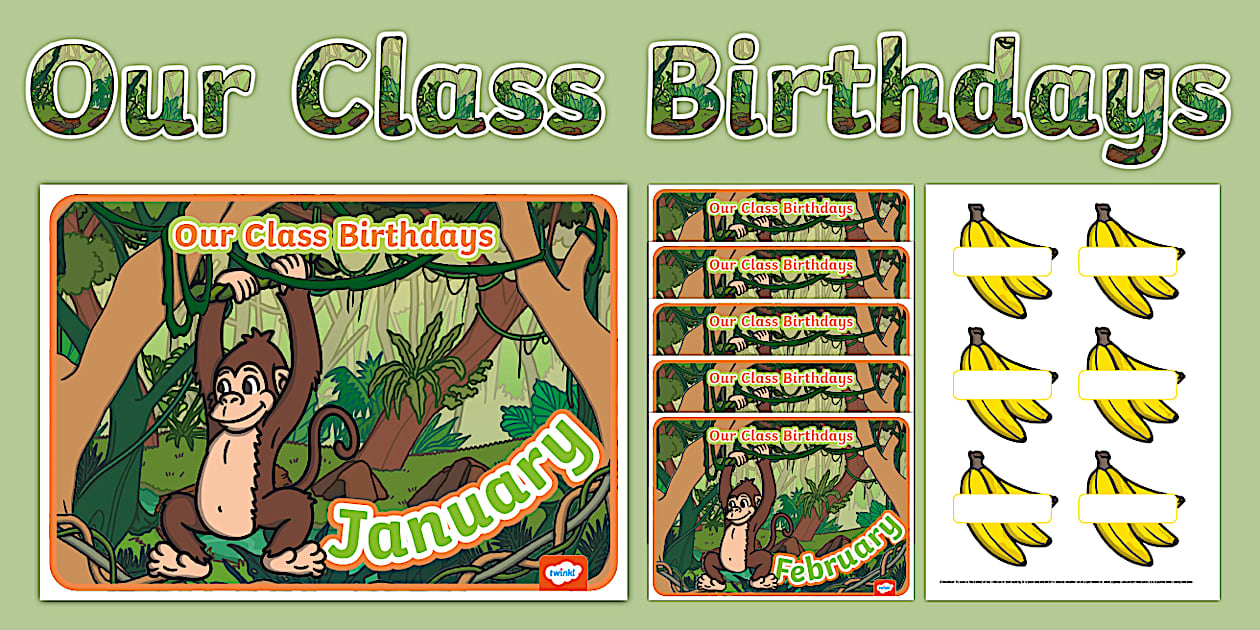 Monkey-Themed Birthday Display Pack - KS1 (teacher made)