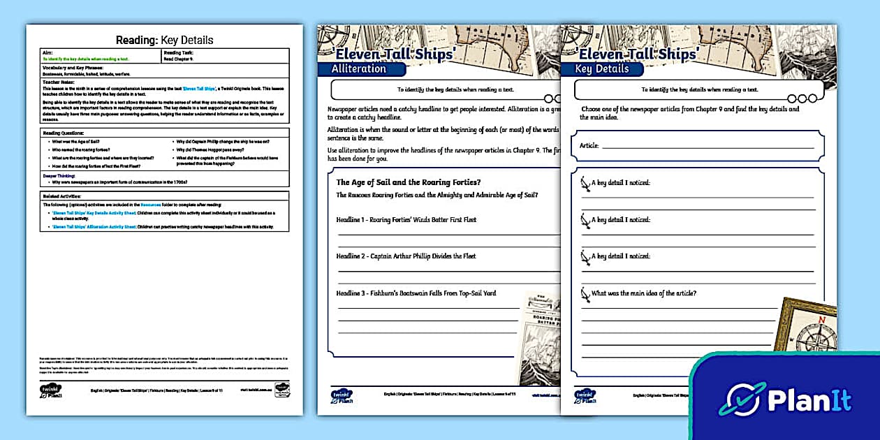 Year 5 Eleven Tall Ships: Reading Lesson 9 - Twinkl Aus