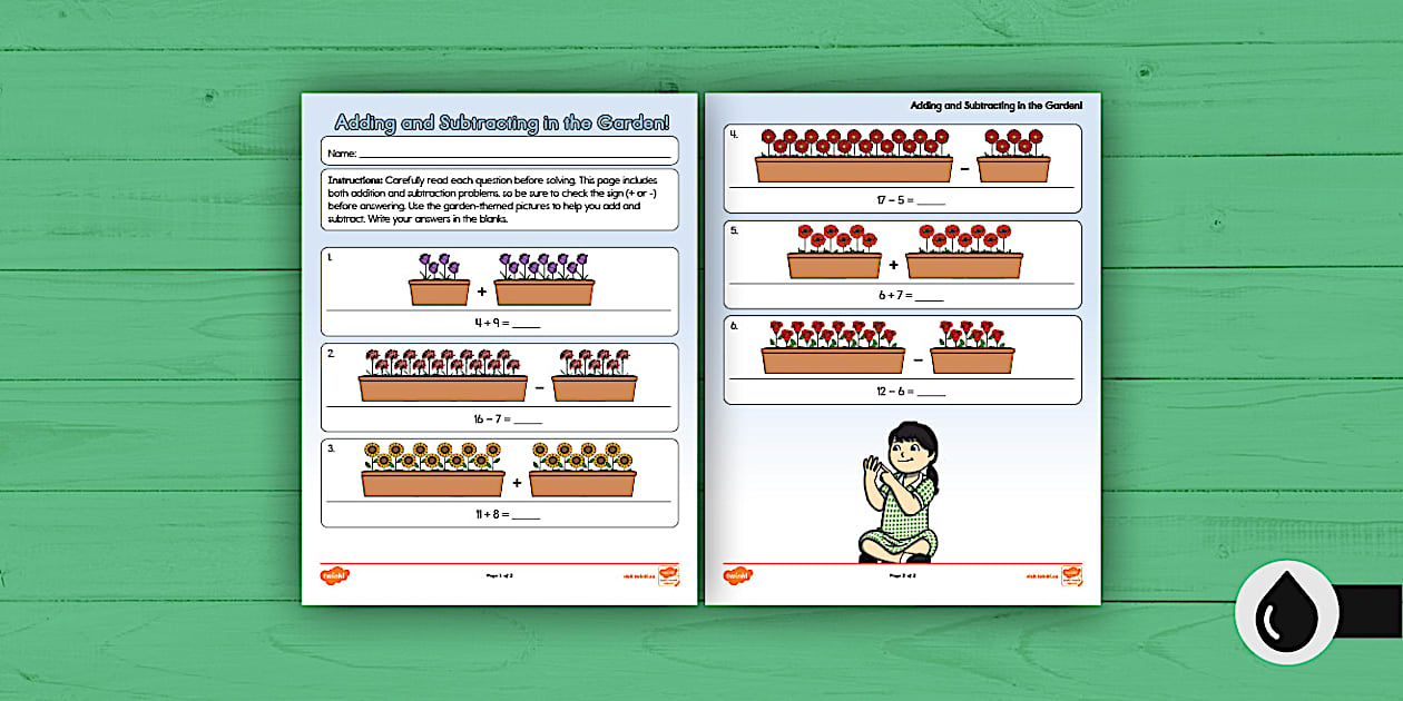 Adding and Subtracting Under 20 With Drawings (teacher made)