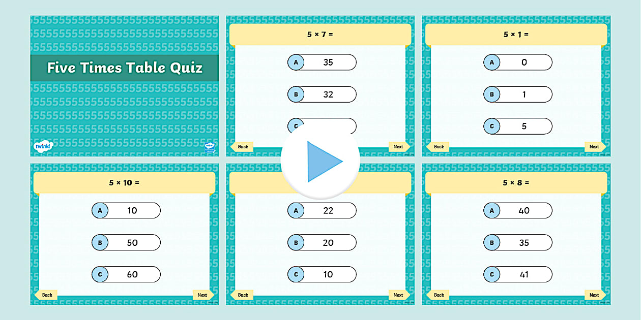👉 5 Times Table Powerpoint Quiz,Five Times Table - Twinkl