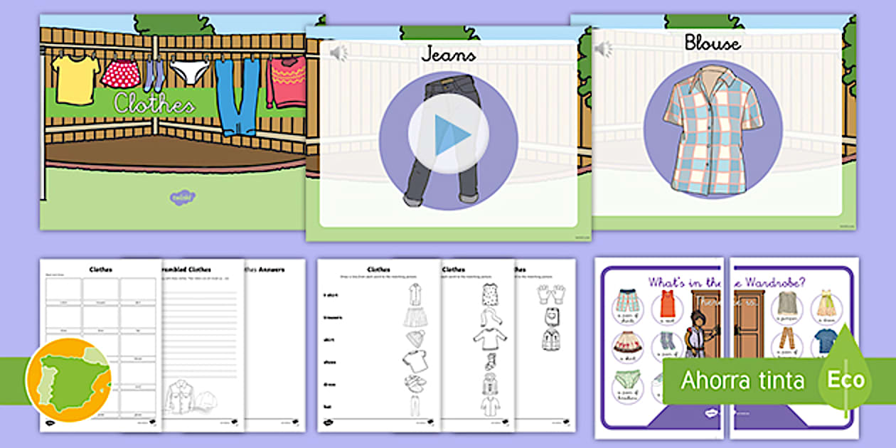 A1 Pack de recursos: Practico inglés - Prendas de vestir
