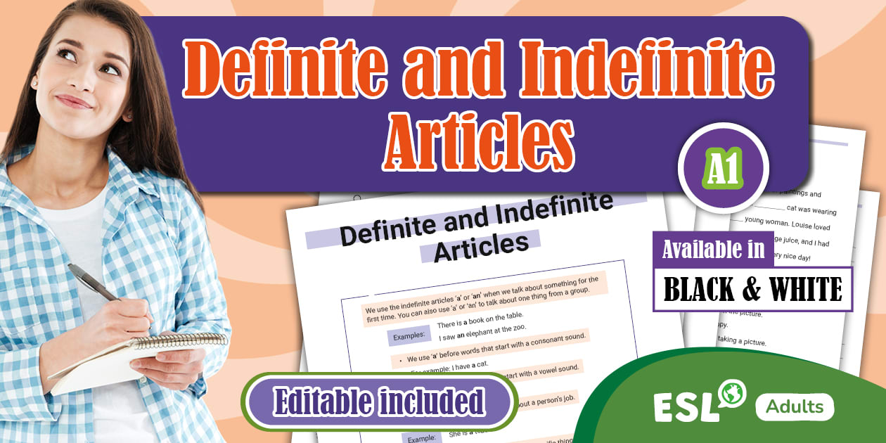 Definite and Indefinite Articles Activity Sheet [Adults, A1]