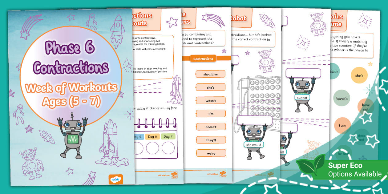 Phase 6 Contractions Week of Workouts (Teacher-Made)