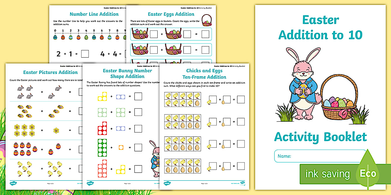 Easter Addition Worksheets: Addition to 10 Activity Booklet