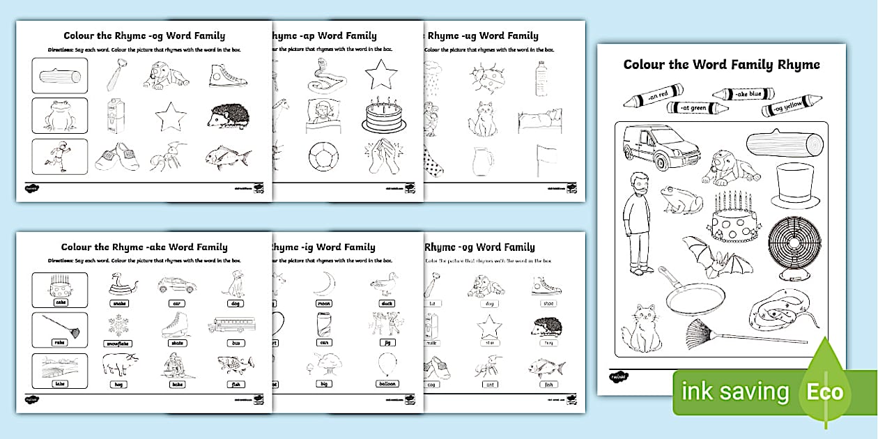 Rhyming Words Worksheets | Early Childhood Rhyming - Twinkl