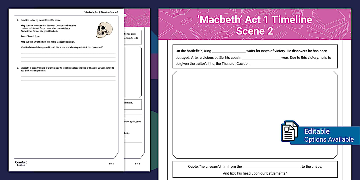 Macbeth Act 1 Scene 2 Timeline Activity Sheet - Twinkl