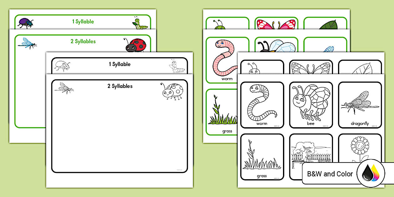 Kindergarten In the Garden Syllables Sorting Activity Mats