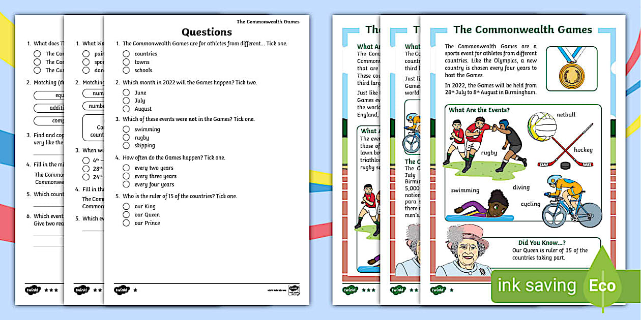 Higher Ability KS1 The Commonwealth Games Differentiated Reading ...