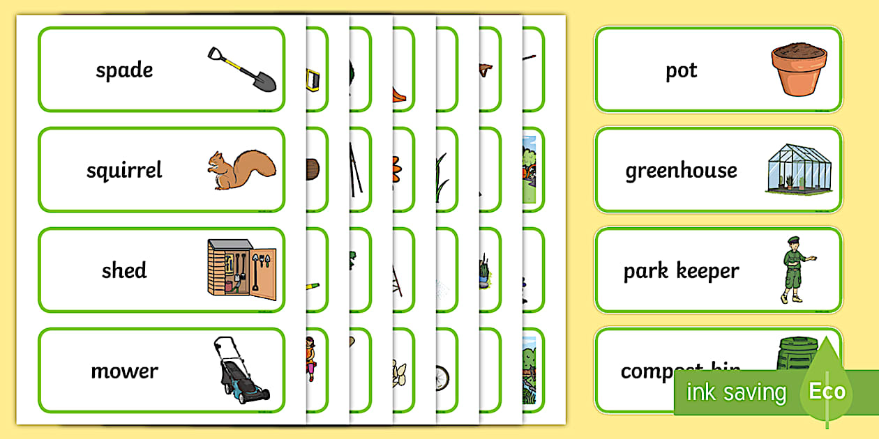 Garden Center and Park Keeper Word Cards (Teacher-Made)