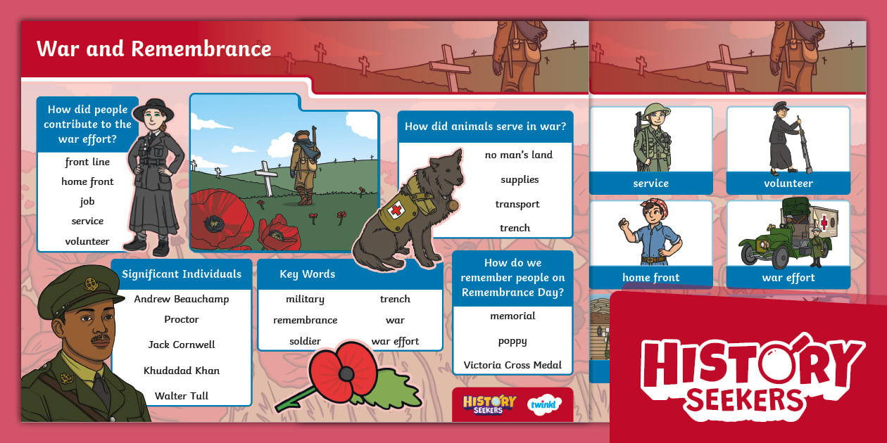 KS1 History Seekers: War & Remembrance Word Mat