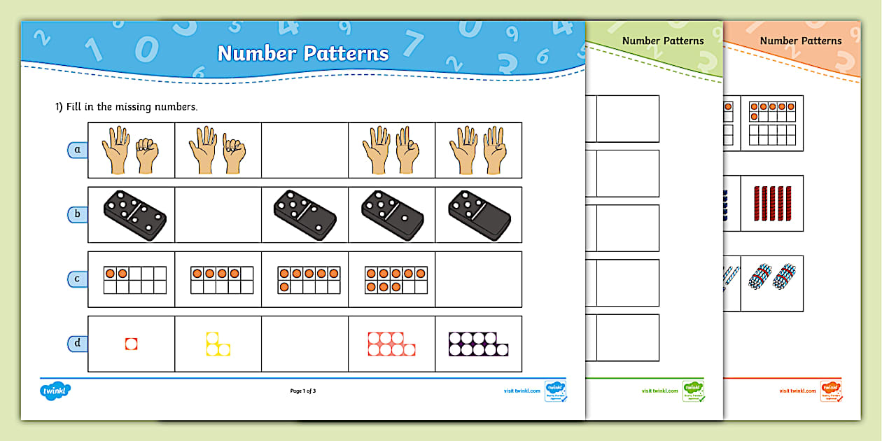 👉 Year 1 Number Patterns Maths Worksheet (teacher made)