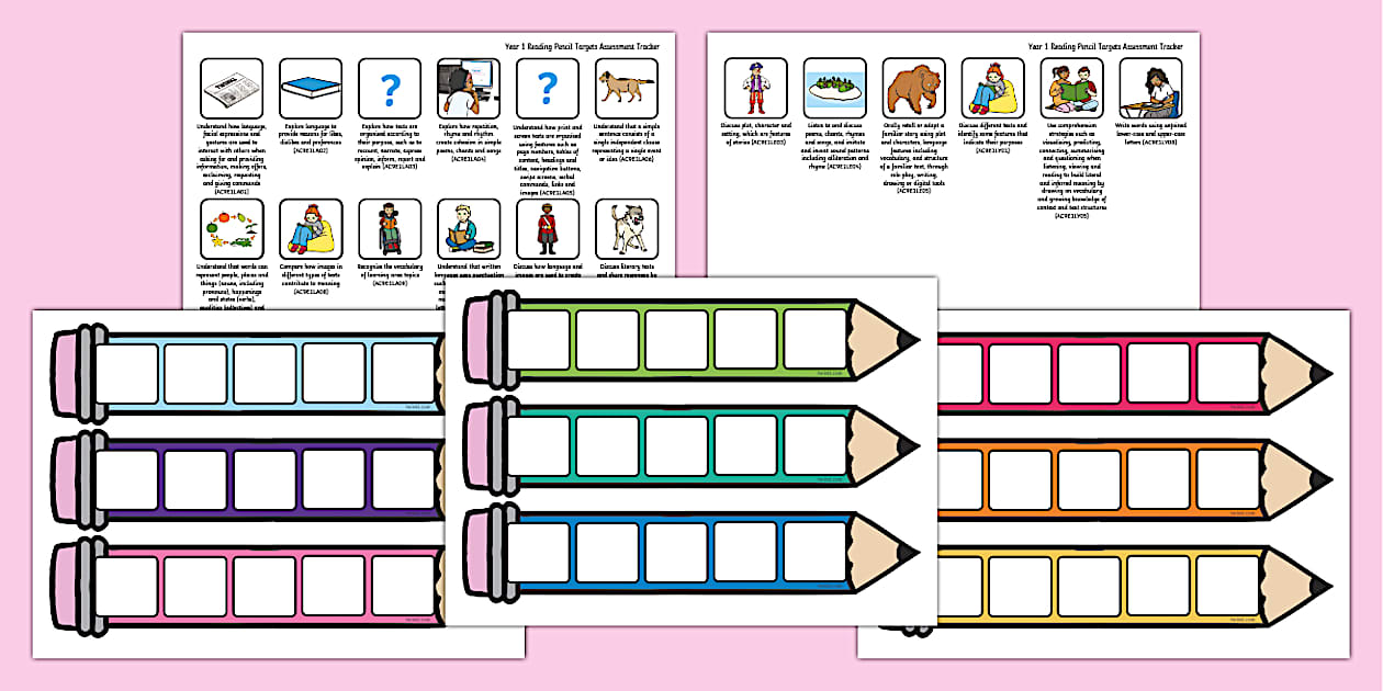 Year 1 Reading Pencil Targets Assessment Tracker - Twinkl