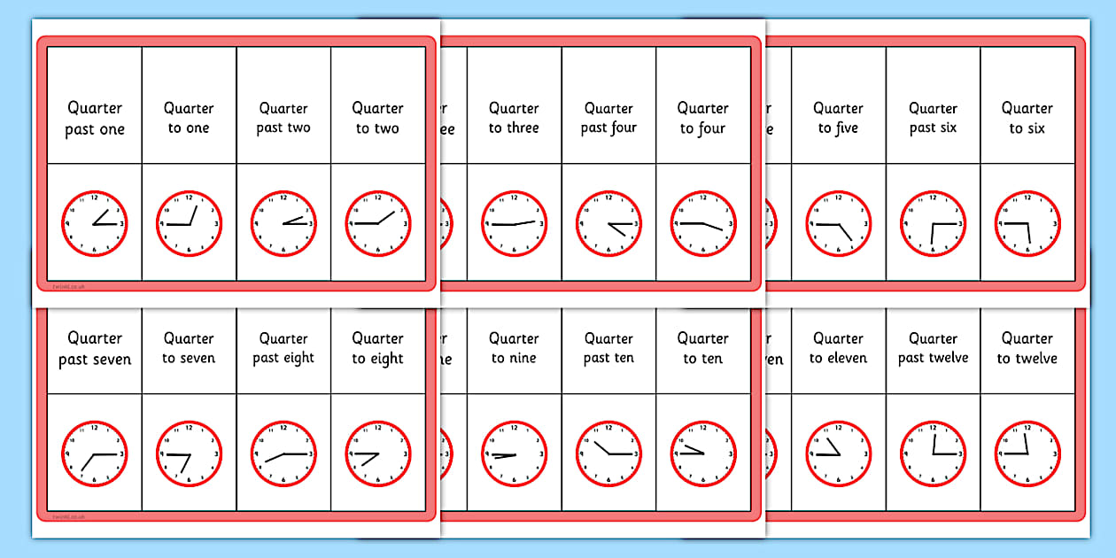Quarter Past and To Matching Threading Cards - Twinkl