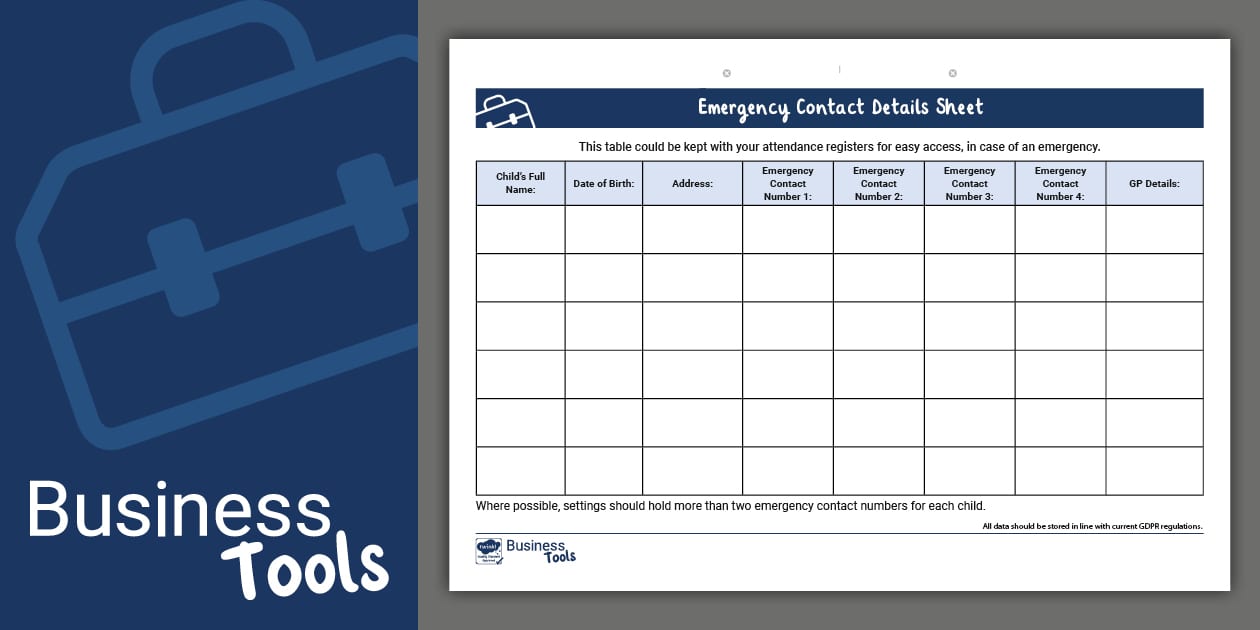 Emergency Contact Details Sheet (l'insegnante ha fatto)