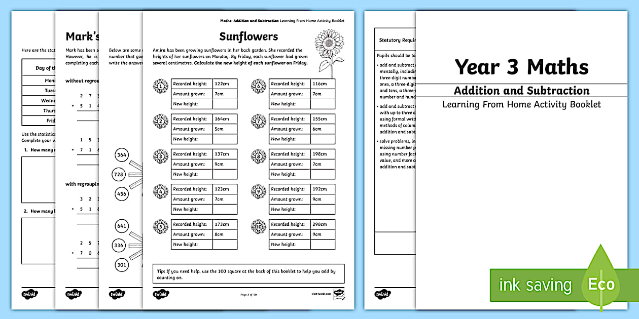 Year 3 Maths: Addition and Subtraction Activity Booklet