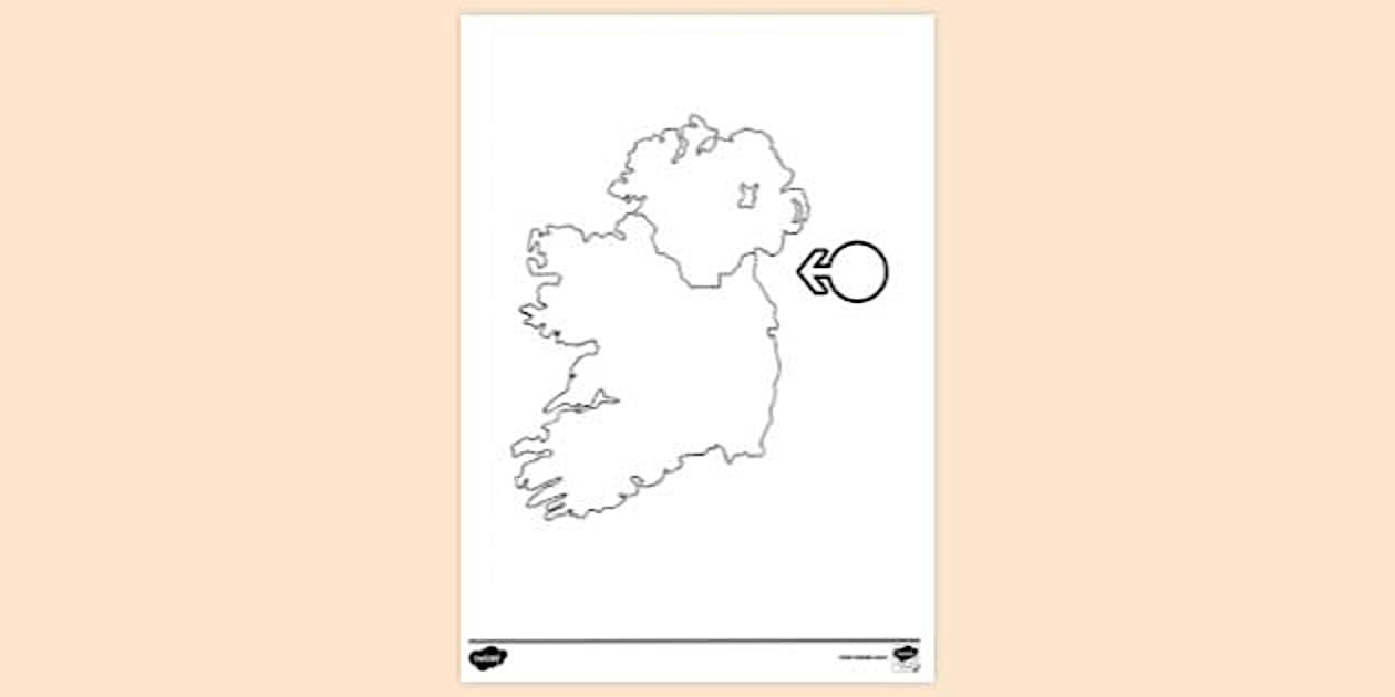Map of Ireland East Wind Colouring | Colouring Sheet